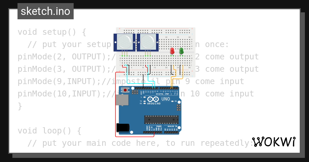 2 Sensori 2 Led Wokwi Esp32 Stm32 Arduino Simulator 8559