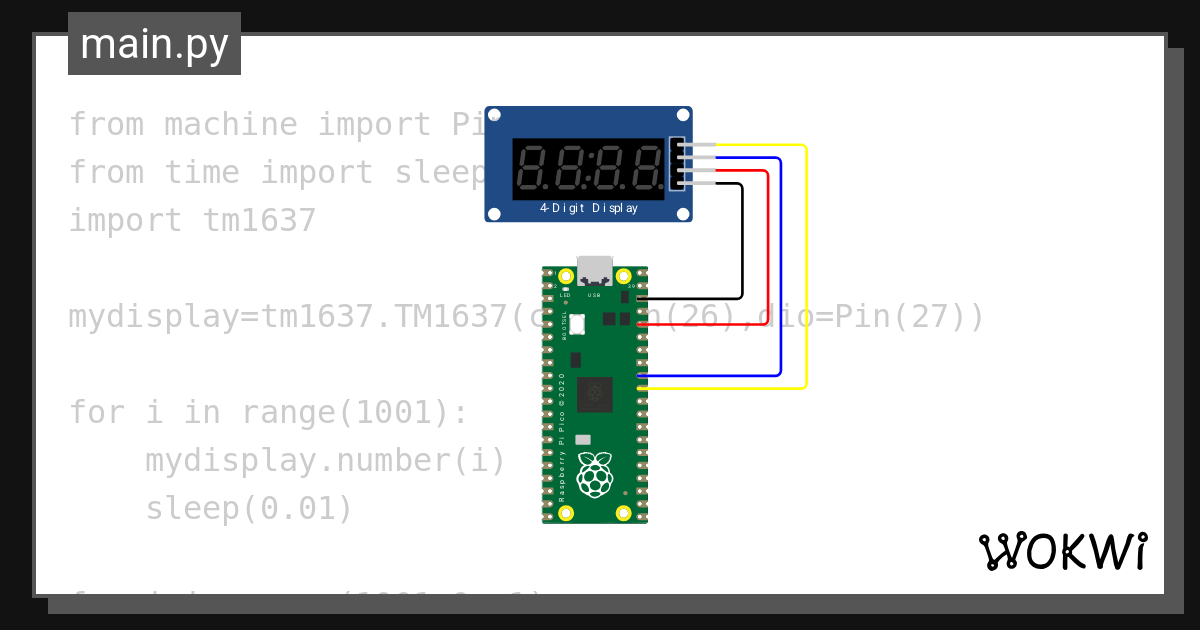 Pico 1637 4digit Display Copy Wokwi Esp32 Stm32 Arduino Simulator 8595