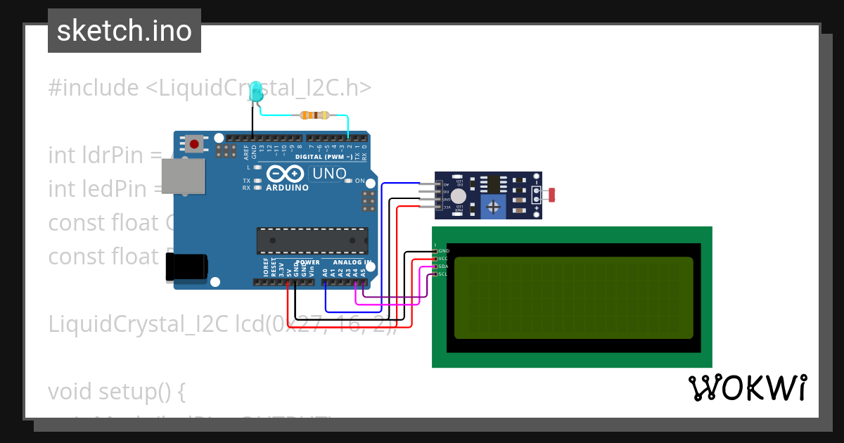 Sensor LDR - Wokwi ESP32, STM32, Arduino Simulator