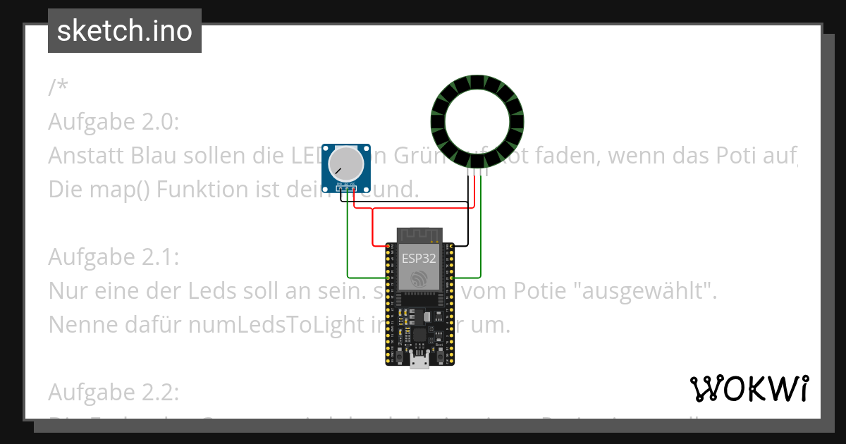 NeoPixel Poti Aufgabe 2.2 - Wokwi ESP32, STM32, Arduino Simulator