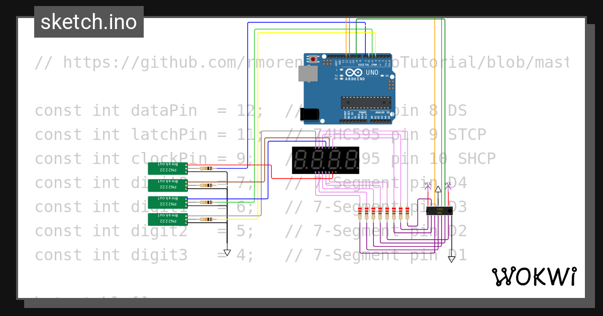 4 Digit 7 Segment Display Wokwi Esp32 Stm32 Arduino Simulator