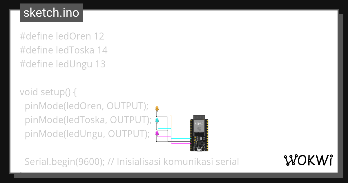 PERTEMUAN KE 16 NO-1 Sensor ESP32(3 LED) - Wokwi ESP32, STM32, Arduino Simulator
