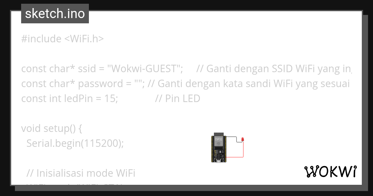 PERTEMUAN KE 16 NO-3 KONEKSI ESP32 - WIFI WOKWI - Wokwi ESP32, STM32, Arduino Simulator
