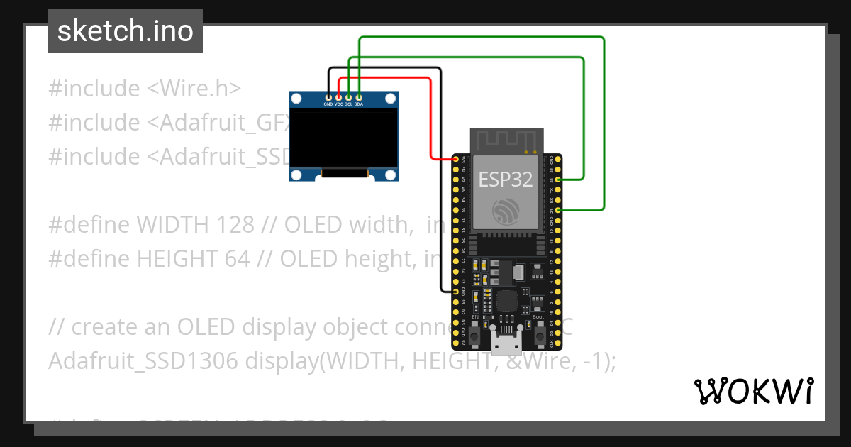 esp32_oled Experiment - Wokwi ESP32, STM32, Arduino Simulator