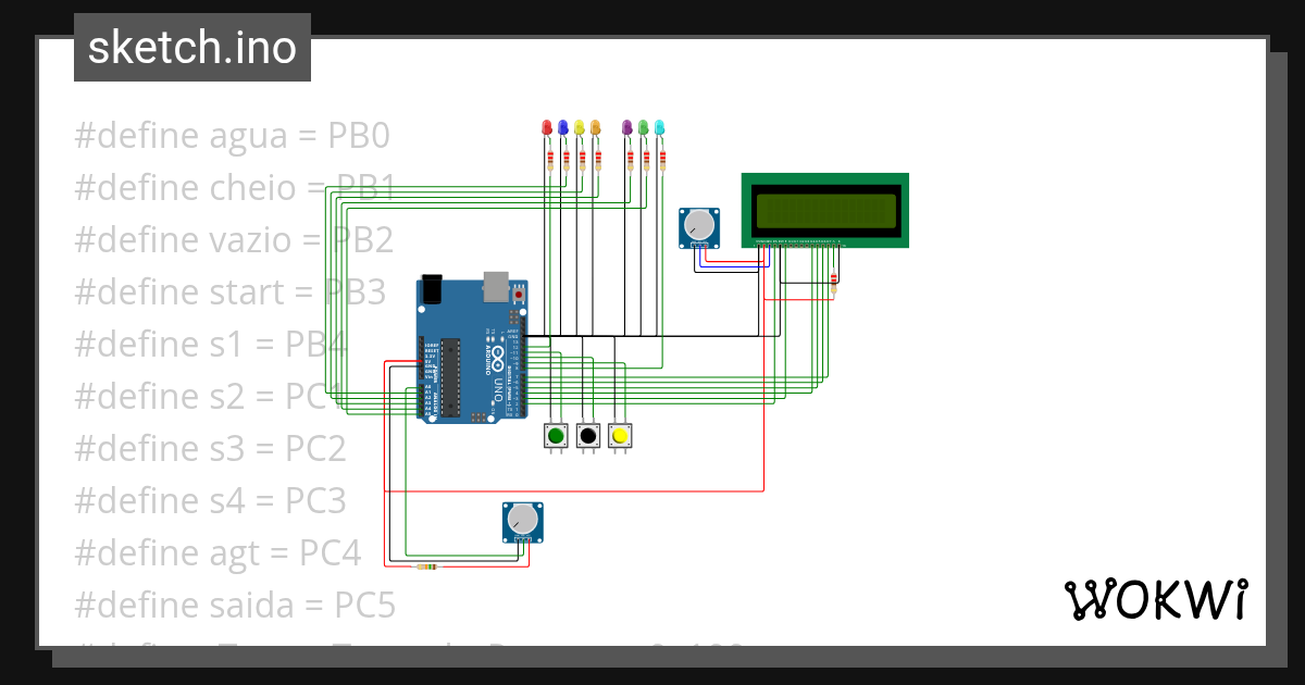 Maquina de suco Trabalho 2 - Wokwi ESP32, STM32, Arduino Simulator