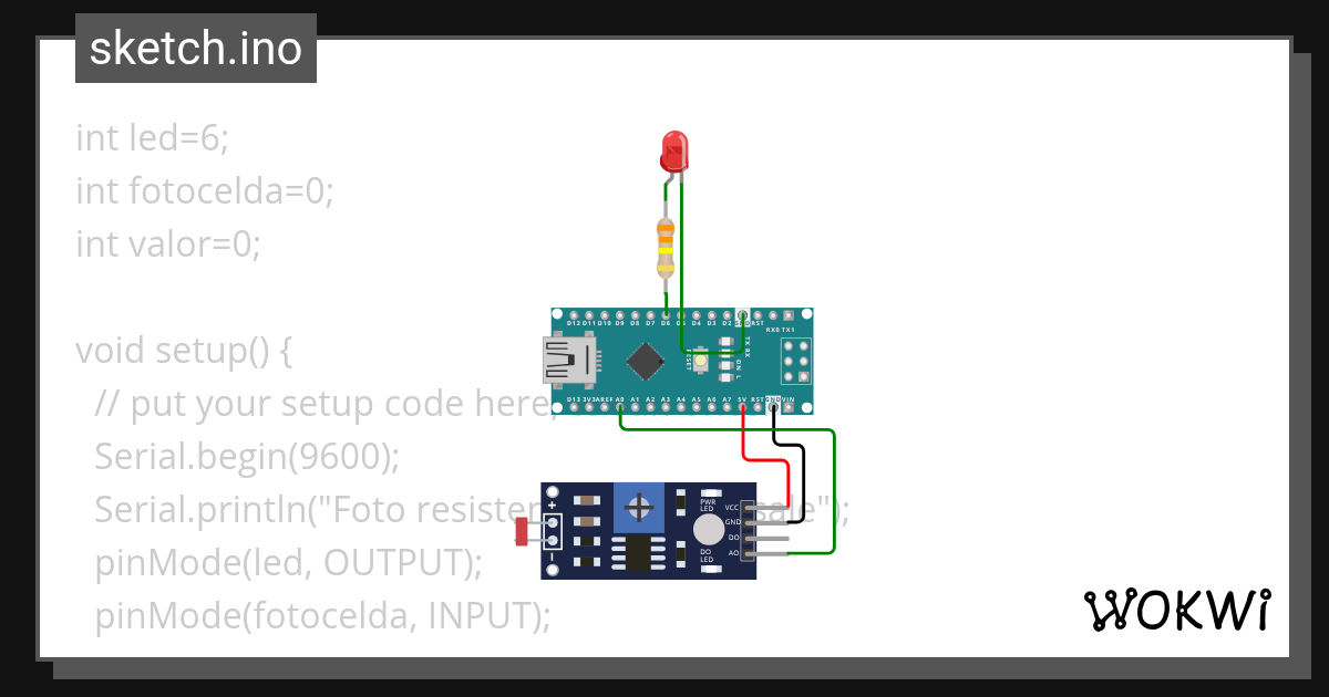 6.- Curso Propio ArduinoDic23 FOTORESISTENCIA - Wokwi ESP32, STM32, Arduino Simulator