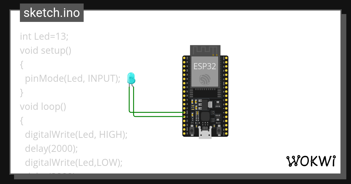 ESP 32 1 PROGRAM - Wokwi ESP32, STM32, Arduino Simulator