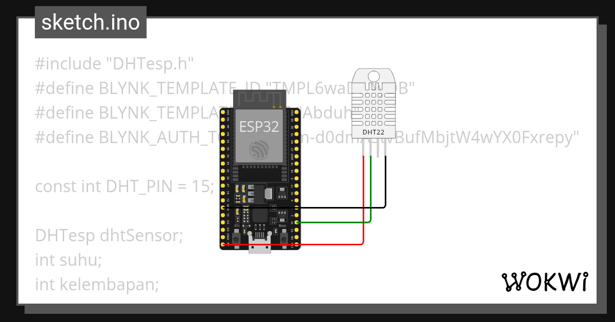 dht 22 sensor connect blynk - Wokwi ESP32, STM32, Arduino Simulator