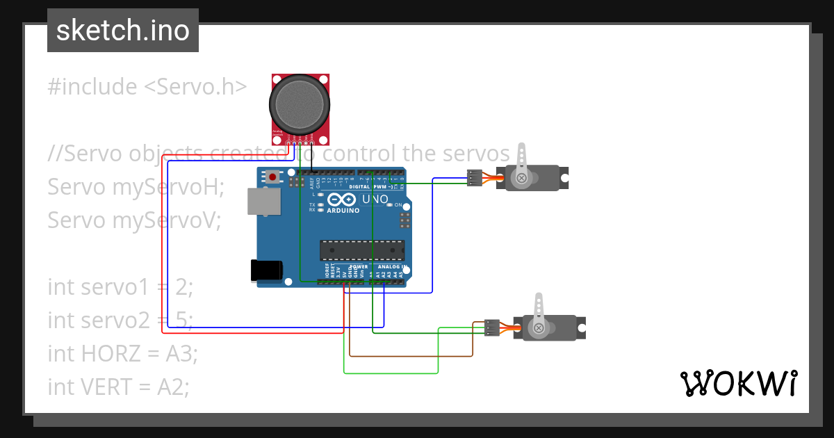 Joystick With Two Servometer Wokwi Esp32 Stm32 Arduino Simulator
