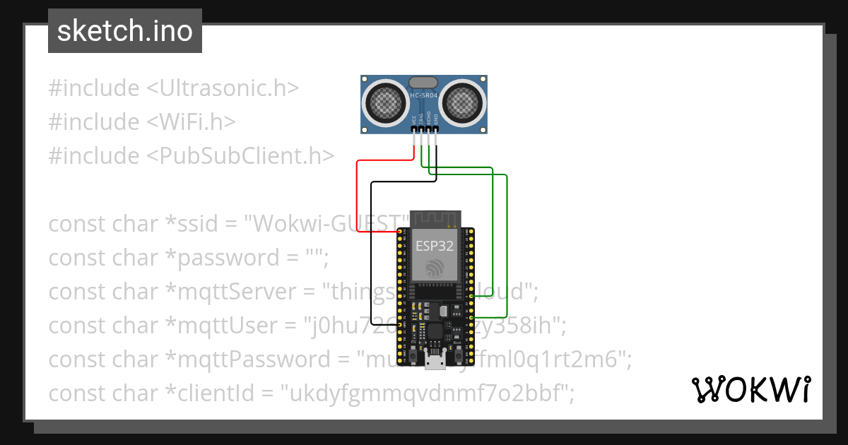 Sensor khoang cach - Wokwi ESP32, STM32, Arduino Simulator