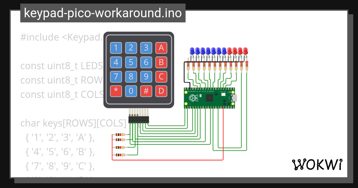 Pico Keypad with LEDs Copy - Wokwi ESP32, STM32, Arduino Simulator