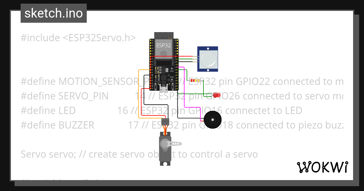 Motionsensortriggersservoledandbuzzer Wokwi Esp32 Stm32 Arduino 2521