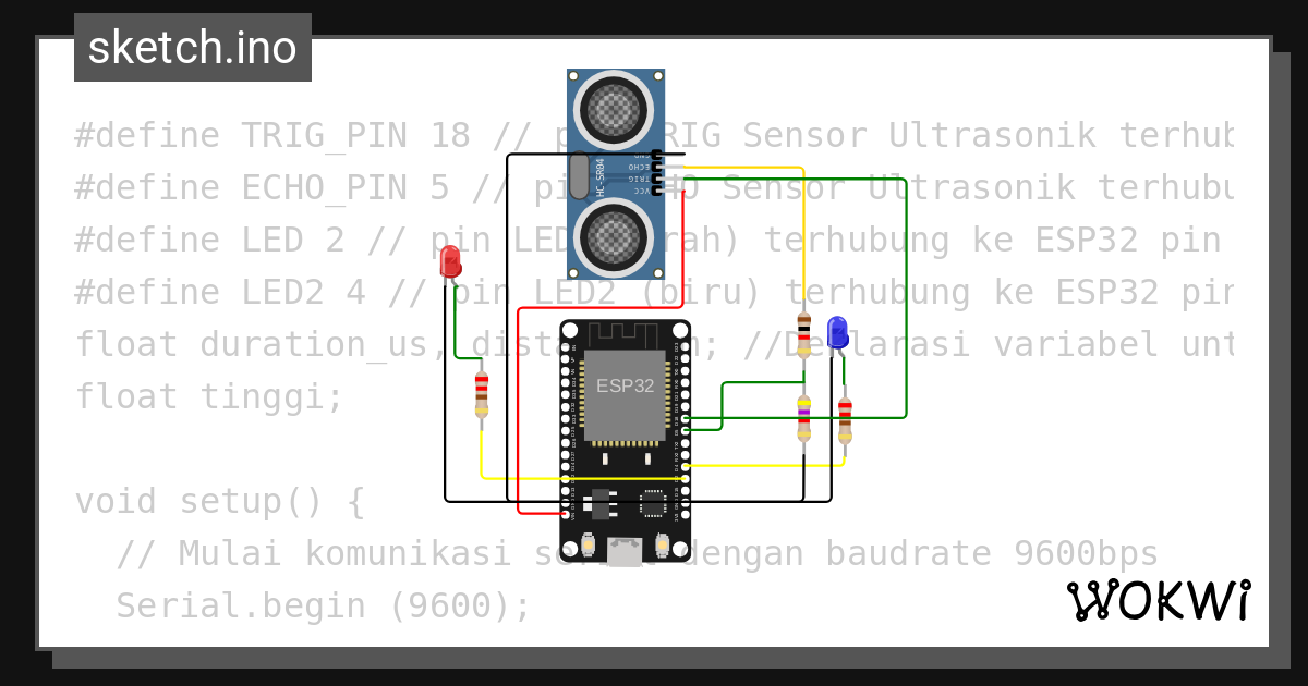 Sensor Ultrasonik Dan Mikrokontroller Esp32 Wokwi Esp32 Stm32 Arduino Simulator