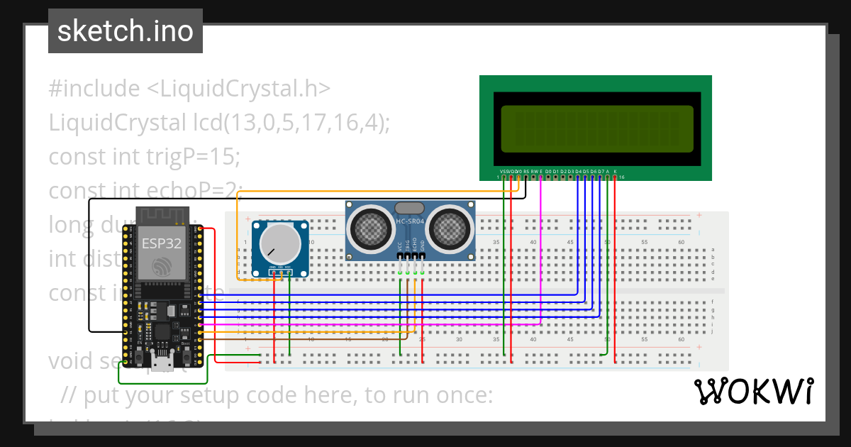 work 5 LCD withoutI2C - Wokwi ESP32, STM32, Arduino Simulator