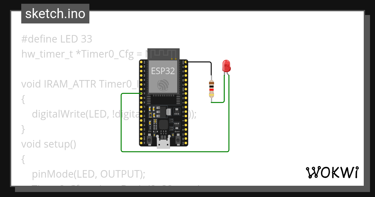 Timers and timers interrupt via ESP32 - Wokwi ESP32, STM32, Arduino Simulator