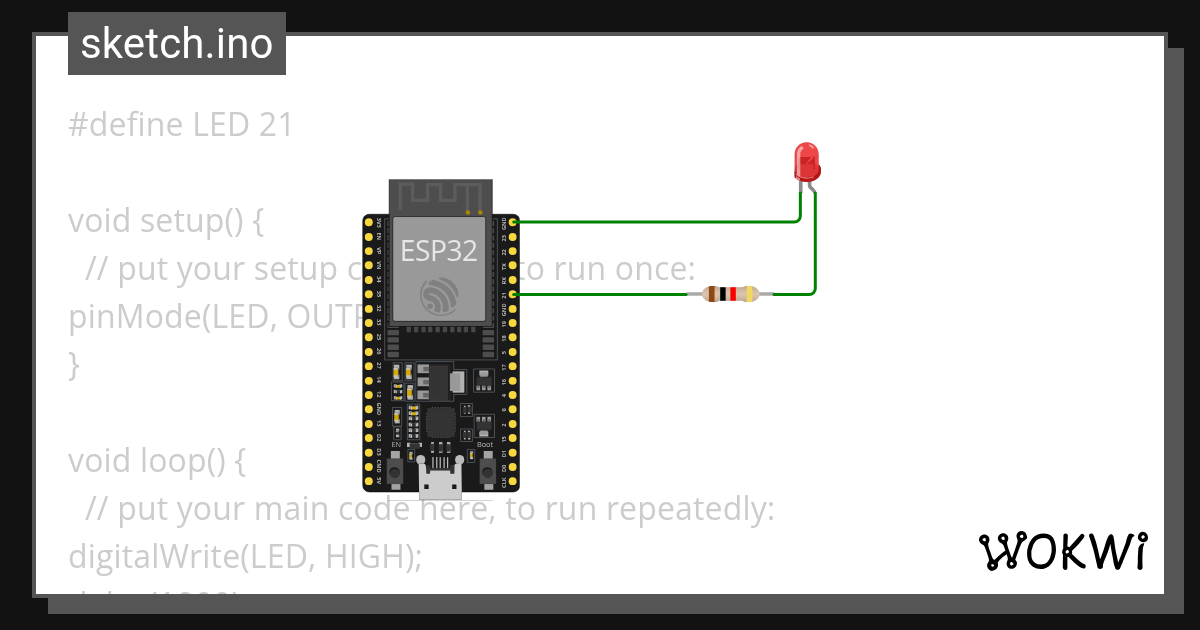 LED Blink - Wokwi ESP32, STM32, Arduino Simulator