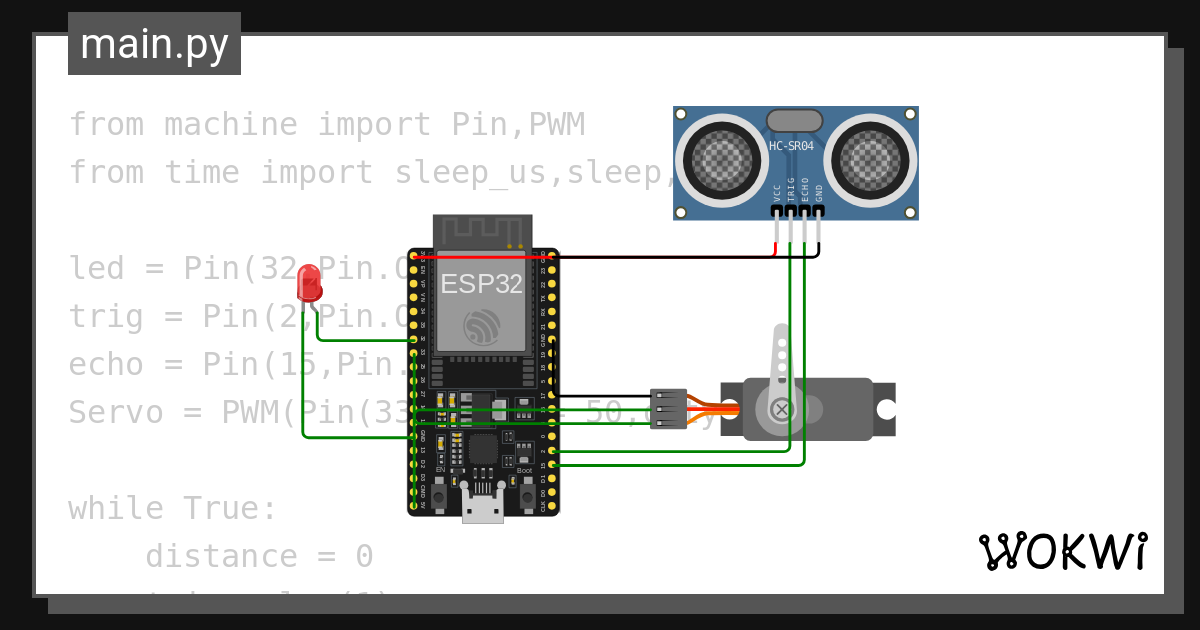 检测到有人舵机 Wokwi Esp32 Stm32 Arduino Simulator 
