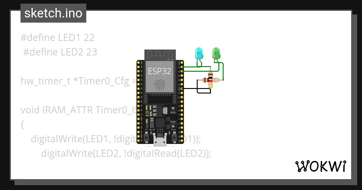 2 Leds Timing Interrupts Wokwi Esp32 Stm32 Arduino Simulator 