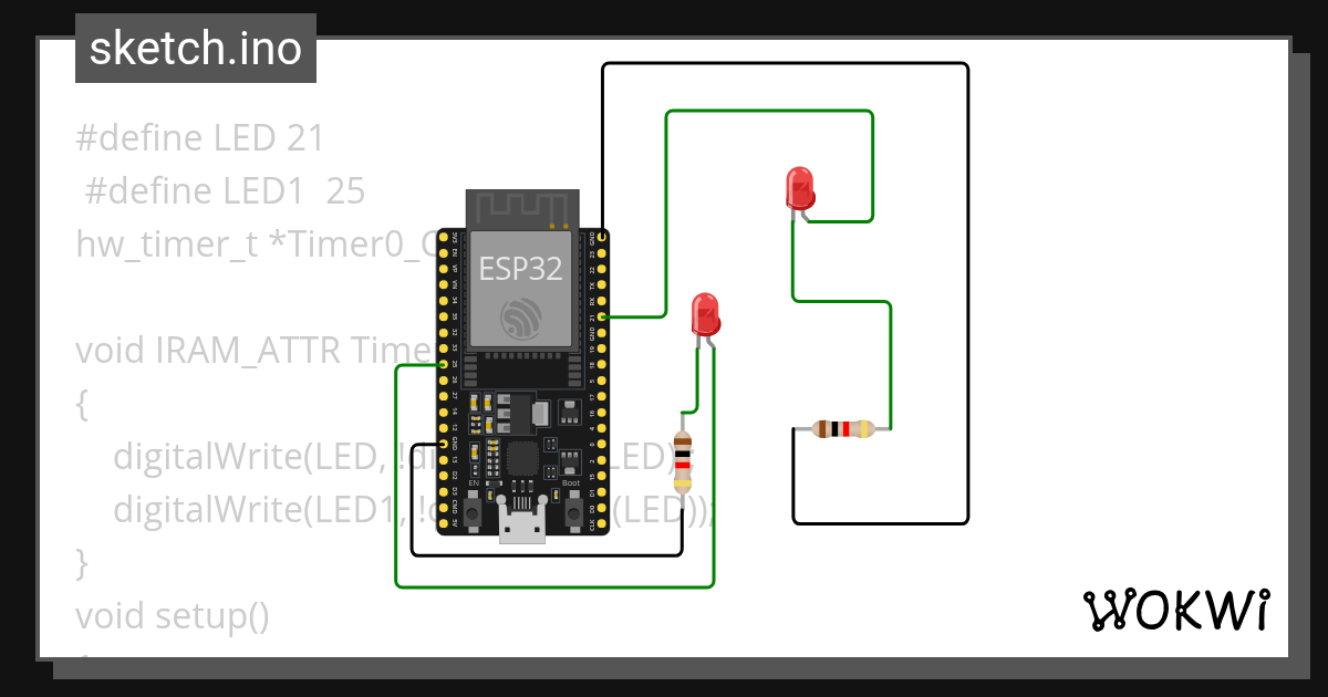 led blinking - Wokwi ESP32, STM32, Arduino Simulator