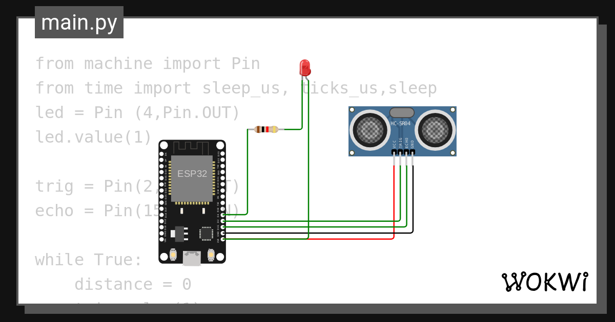 000 距离报警 Wokwi Esp32 Stm32 Arduino Simulator 9020