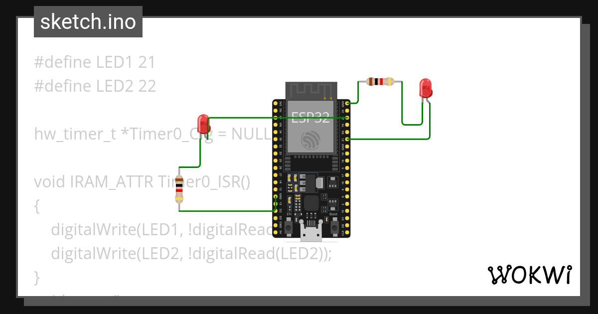 Two Timer Interuppt Pins Wokwi Esp32 Stm32 Arduino Simulator 