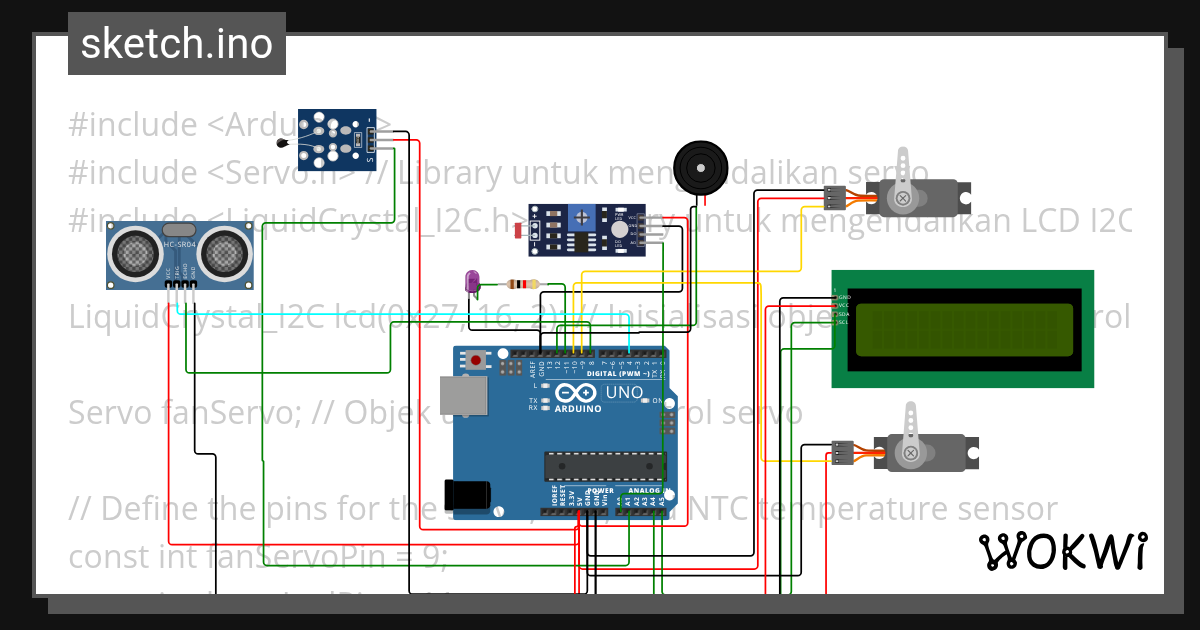 monitoring suhu ruangan dan kipas - Wokwi ESP32, STM32, Arduino Simulator