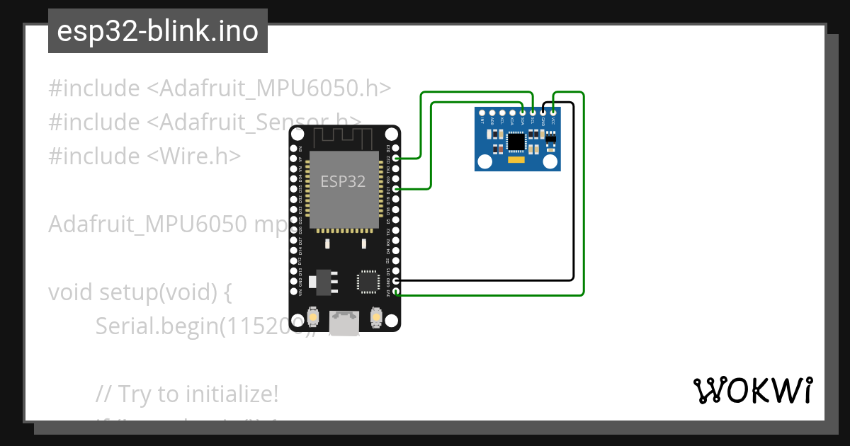 ESP 32 MPU6050 - Wokwi ESP32, STM32, Arduino Simulator