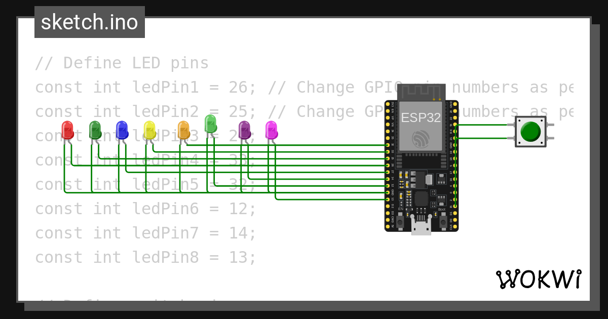 ไฟวิ่ง8ดวง Wokwi Esp32 Stm32 Arduino Simulator