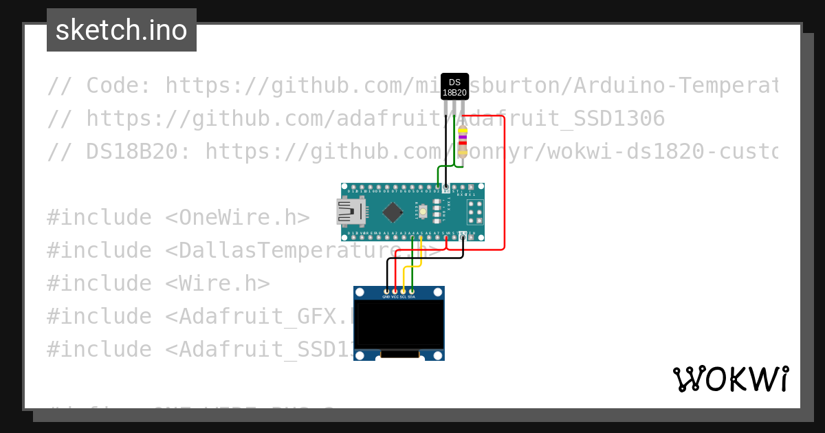 Nano Ds18b20 Oled Wokwi Esp32 Stm32 Arduino Simulator
