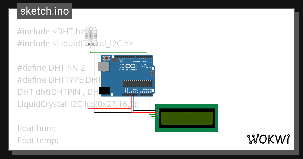 Suhu & LCD - Wokwi ESP32, STM32, Arduino Simulator