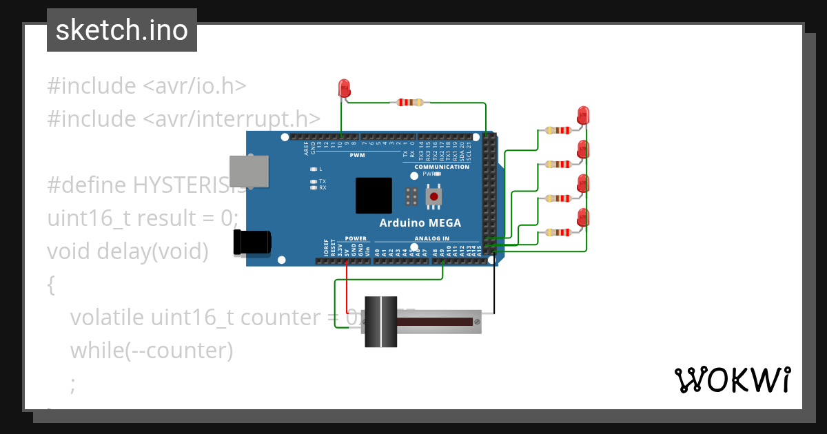 Intensidad de un led con PWM - Wokwi ESP32, STM32, Arduino Simulator