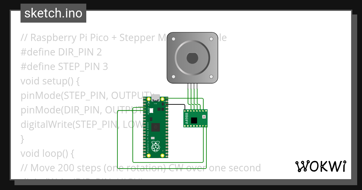 stepper motor - Wokwi ESP32, STM32, Arduino Simulator