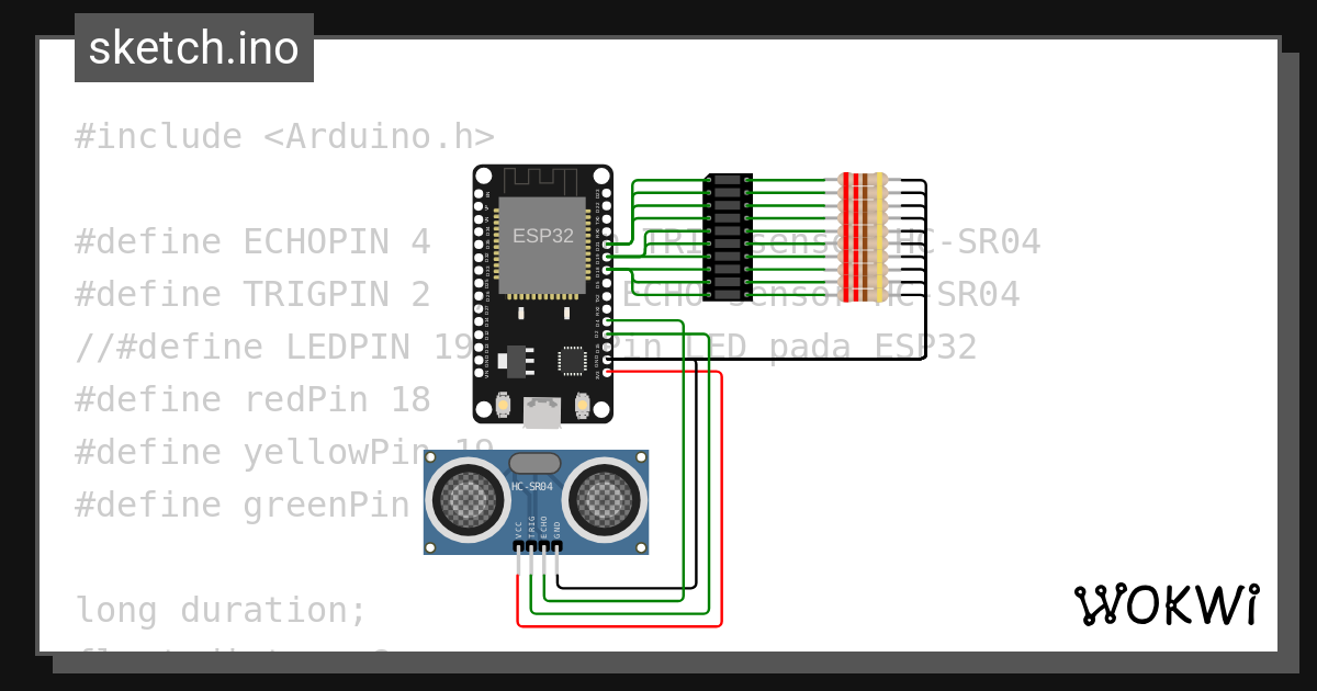 Esp32 Sensor Ultrasonik Dan Led Bar Wokwi Esp32 Stm32 Arduino Simulator