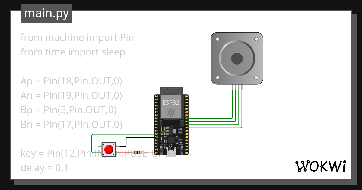 按键控制步进电机 Copy Wokwi Esp32 Stm32 Arduino Simulator
