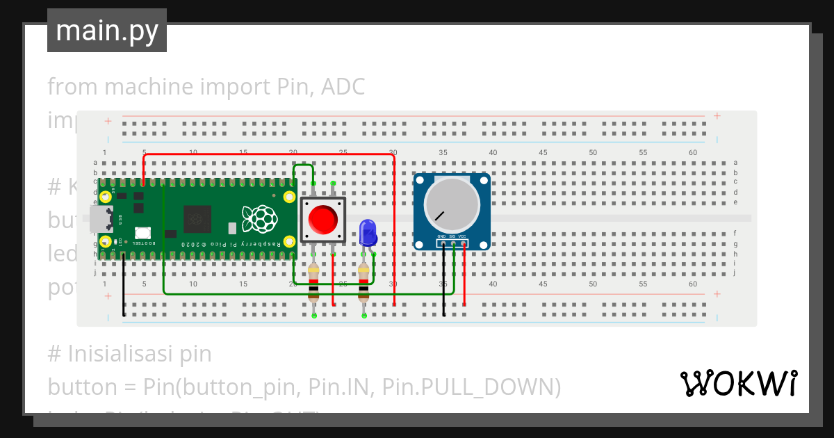 2Raspberry Pi Pico push button led potensio - Wokwi ESP32, STM32 ...