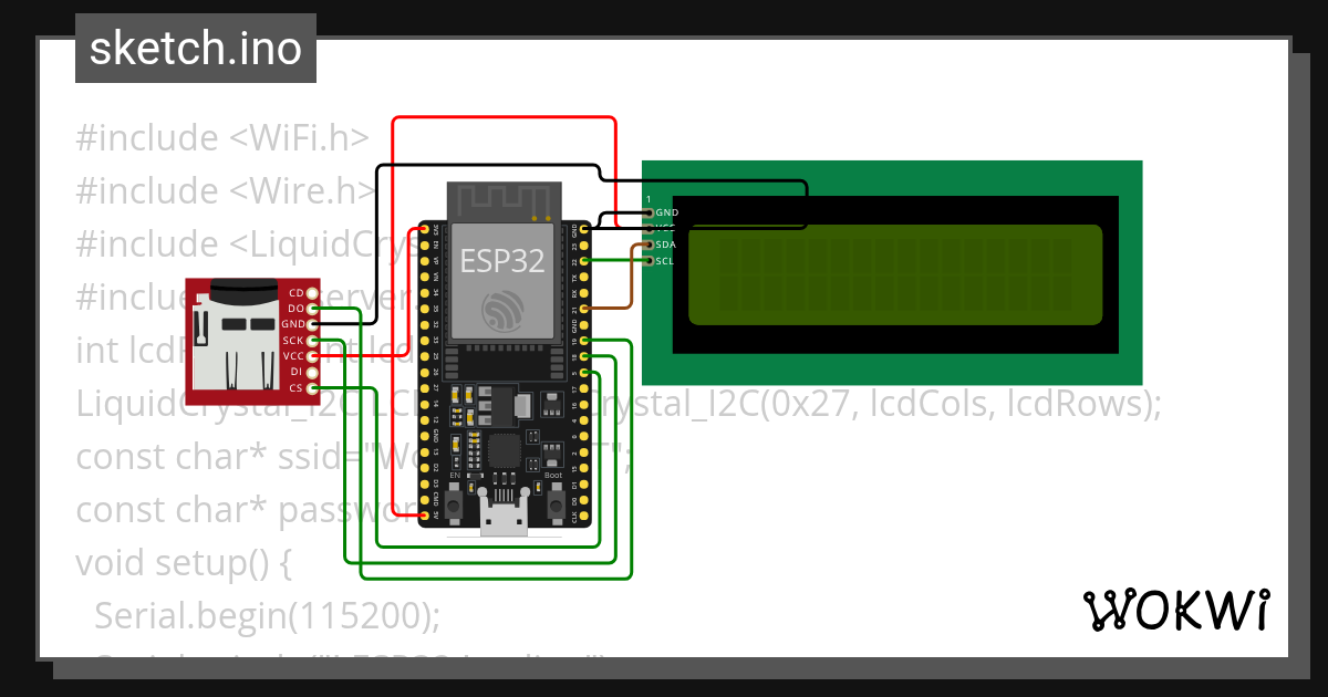 LCD+ESP32 - Wokwi ESP32, STM32, Arduino Simulator