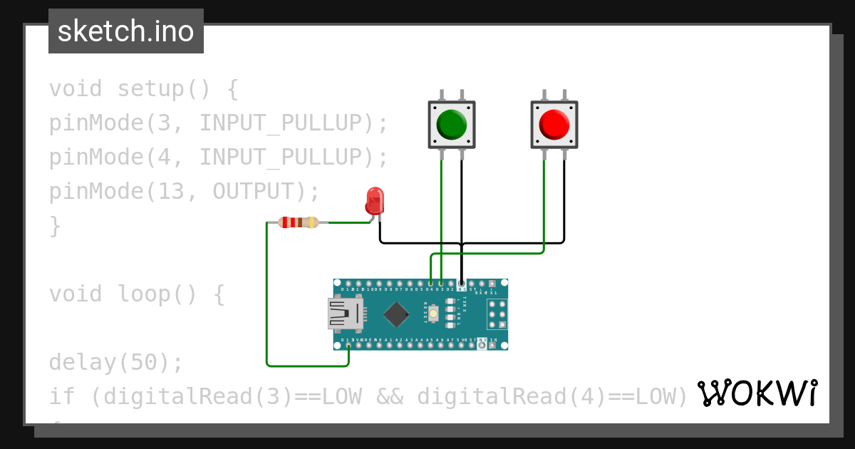 Кнопка04 Две кнопки Wokwi Esp32 Stm32 Arduino Simulator