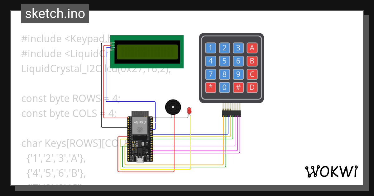 Smart Password dengan LCD dan Keypad - Wokwi ESP32, STM32, Arduino Simulator