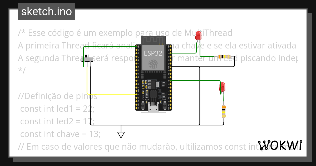 Teste Multithreading Wokwi Esp32 Stm32 Arduino Simulator 6671