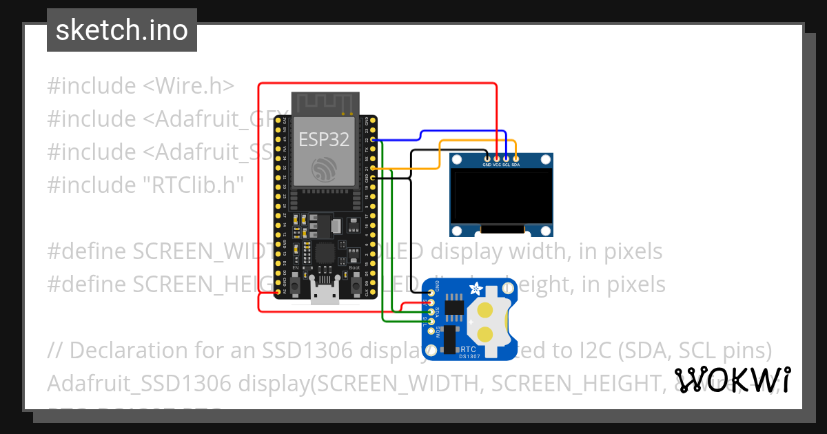 Rtc With Oled Wokwi Esp32 Stm32 Arduino Simulator 