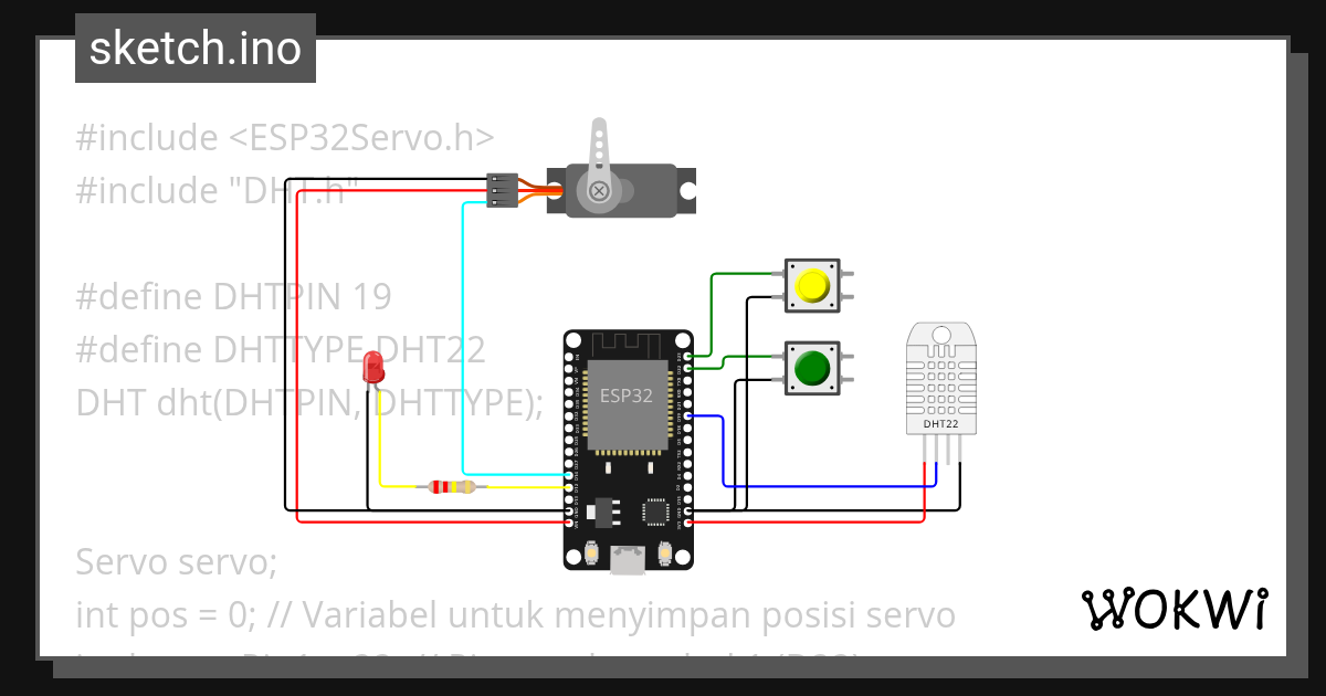 Pengering jemuran/pakaian - Wokwi ESP32, STM32, Arduino Simulator