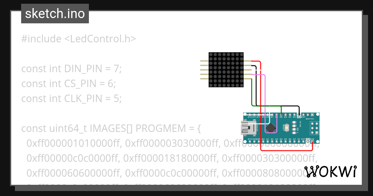 ledcontrols matrix Copy - Wokwi ESP32, STM32, Arduino Simulator