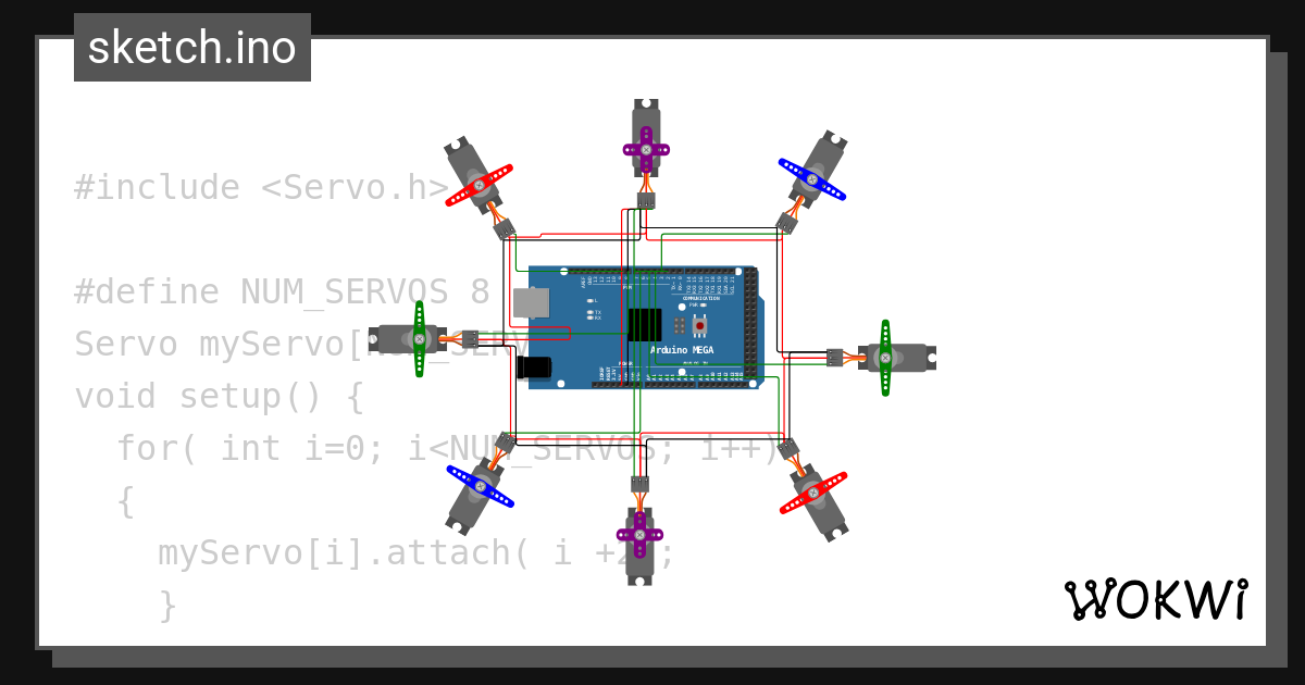 舵机 舞8个 改 Copy Wokwi Esp32 Stm32 Arduino Simulator 6668