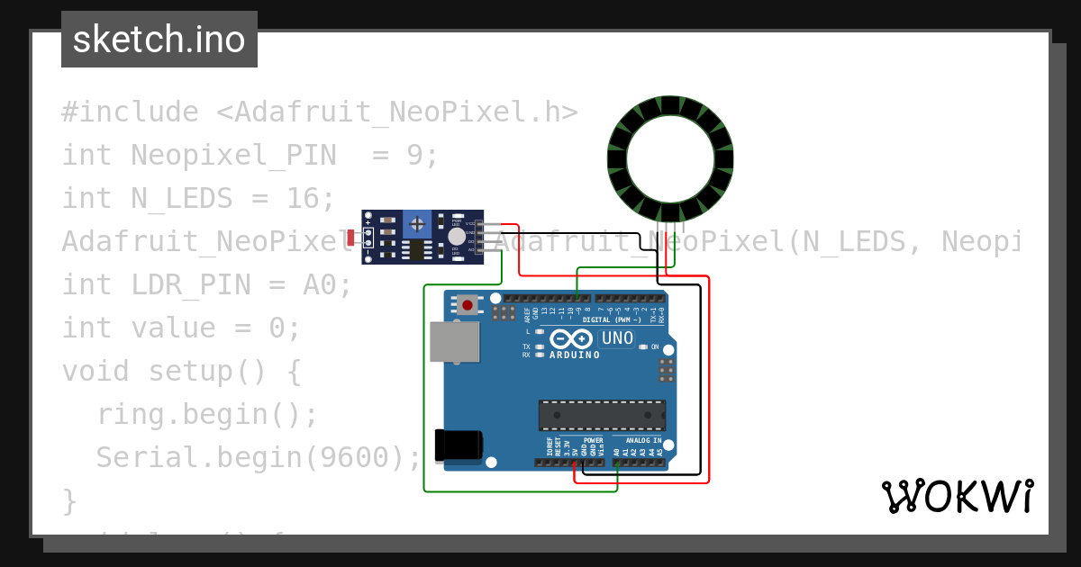 Neopixel Ldr Sensor Wokwi Esp32 Stm32 Arduino Simulator 1155