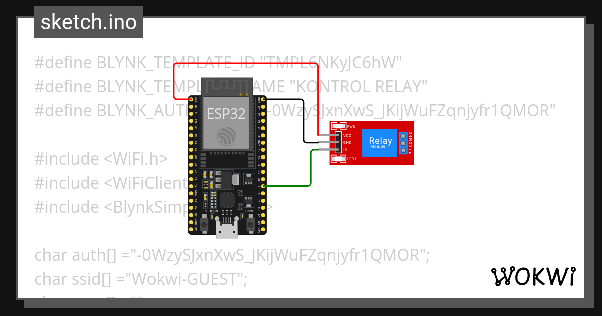 KONTROL RELAY - Wokwi ESP32, STM32, Arduino Simulator