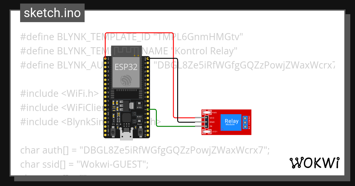 KONTROL RELAY - Wokwi ESP32, STM32, Arduino Simulator