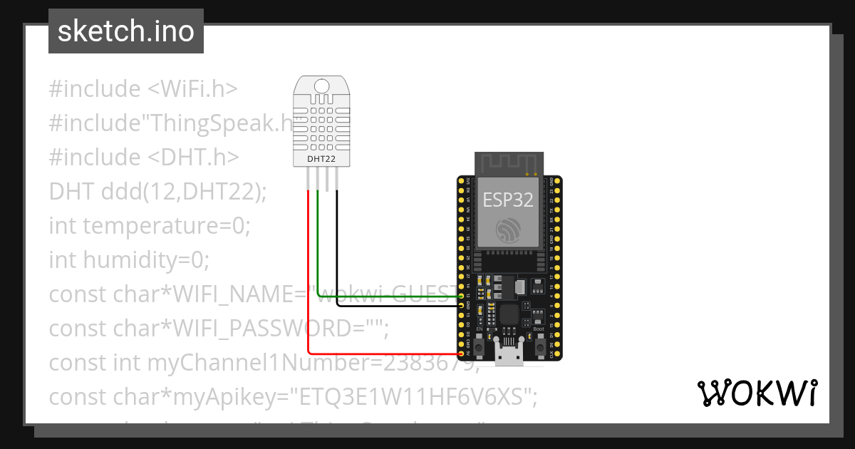 thingspeak - Wokwi ESP32, STM32, Arduino Simulator