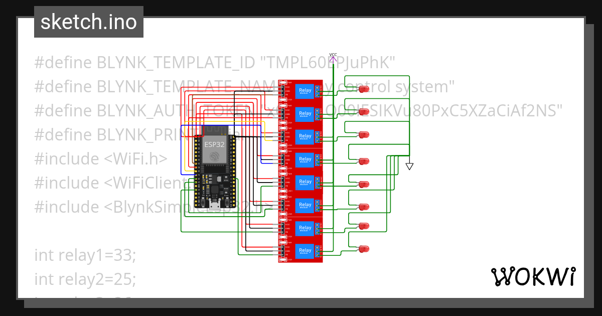 relay control system - Wokwi ESP32, STM32, Arduino Simulator