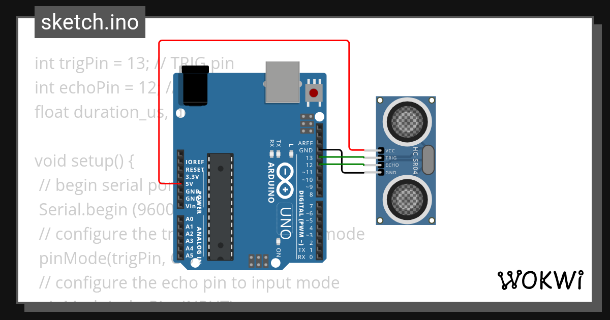 7.Ultrasonic_Sensor - Wokwi ESP32, STM32, Arduino Simulator