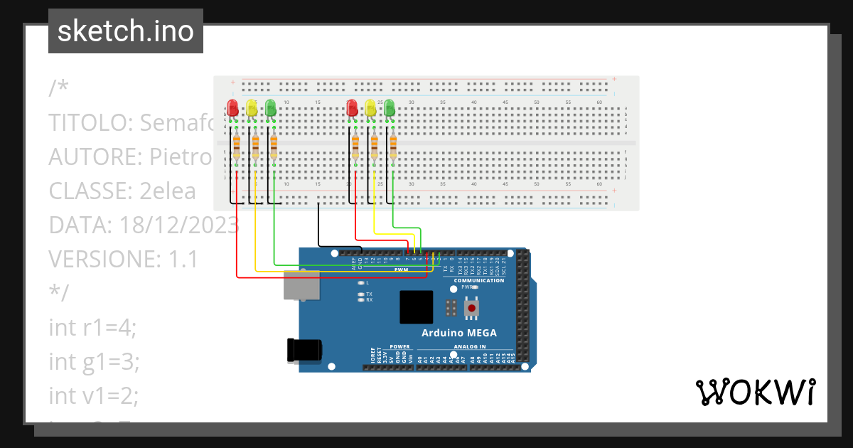 Semaforo con 2 incroci ITA - Wokwi ESP32, STM32, Arduino Simulator